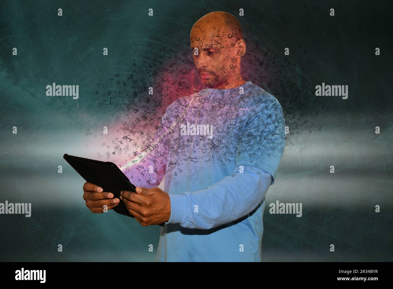 Digital tech in your face Stock Photo - Alamy