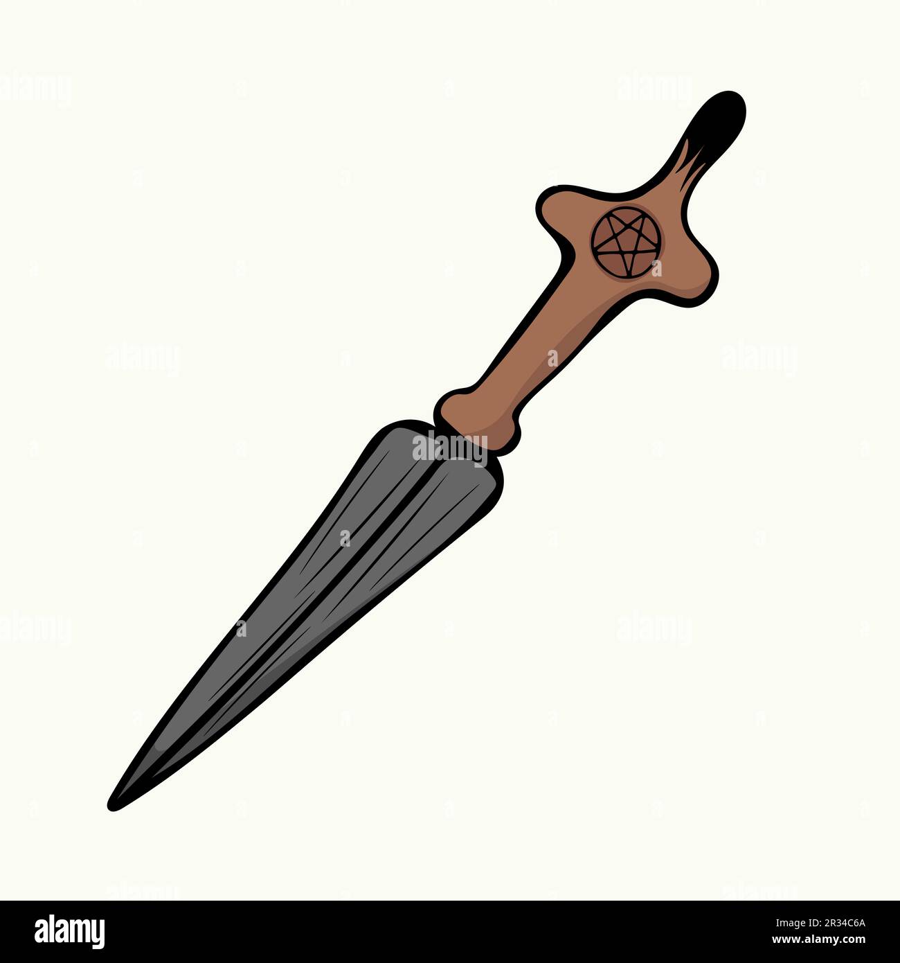 Hand-drawn knife with pentacle on the handle, vector illustration Stock ...