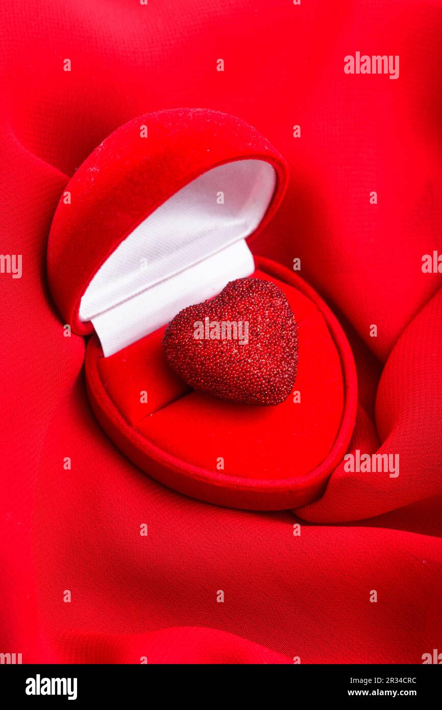 Red heart in box Stock Photo - Alamy