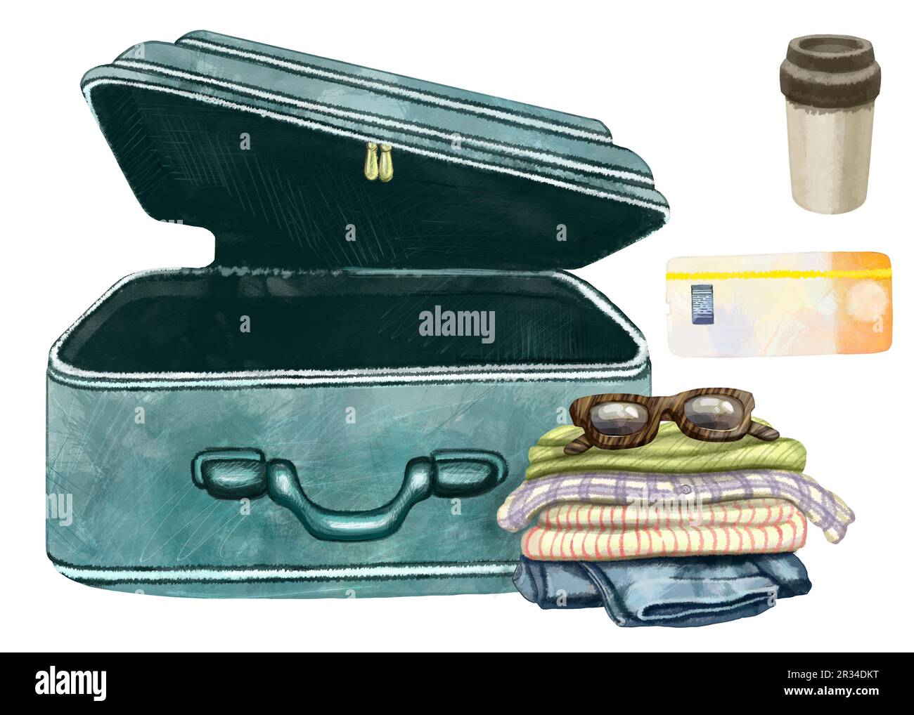 Travel set color illustration. For website design, postcards ...