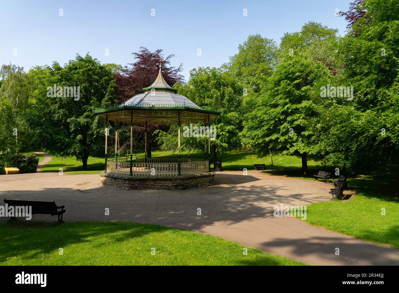 Traditional band stand in the Sele park at Hexham, Northumberland, UK ...