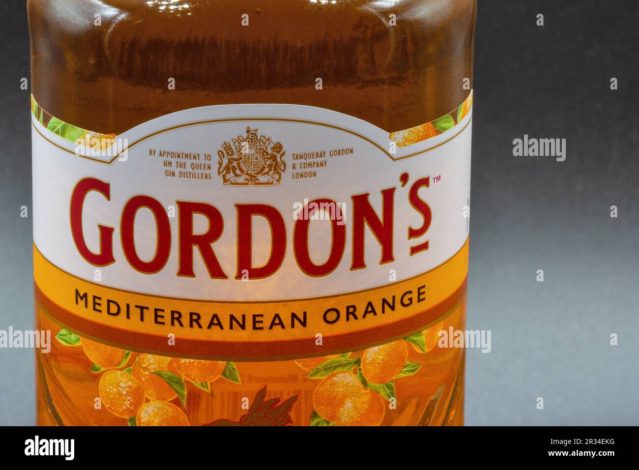 Kyiv, Ukraine - February 08, 2023: Gordons Mediterranean Orange gin ...