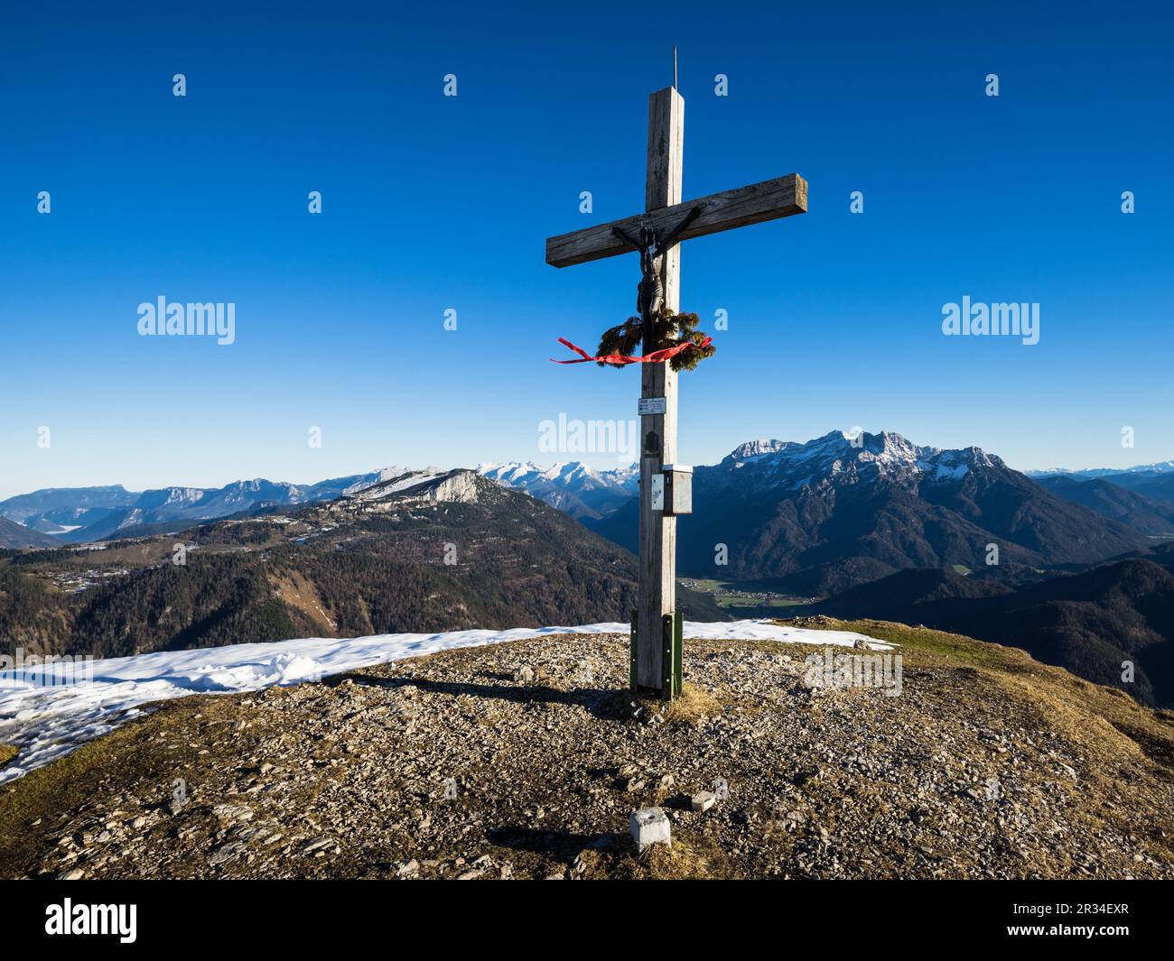 Summit cross Mt. Fellhorn Chiemgau Stock Photo - Alamy