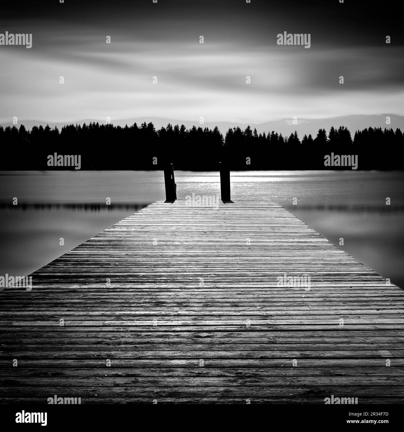Boat landing pier and water Black and White Stock Photos & Images - Alamy