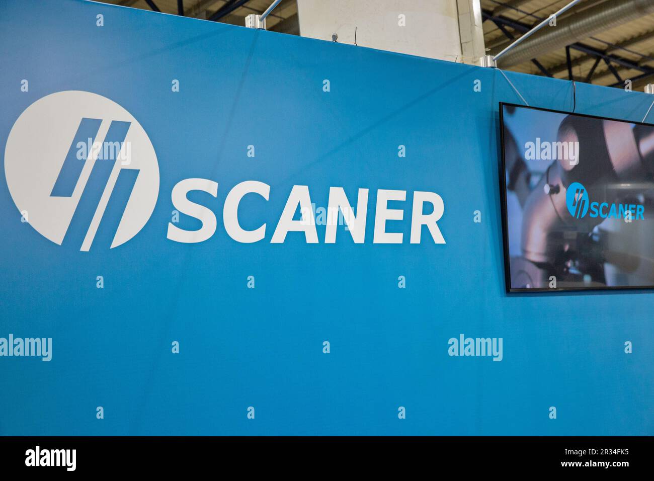 Kyiv, Ukraine - March 29, 2023: Scaner medical equipment company booth ...