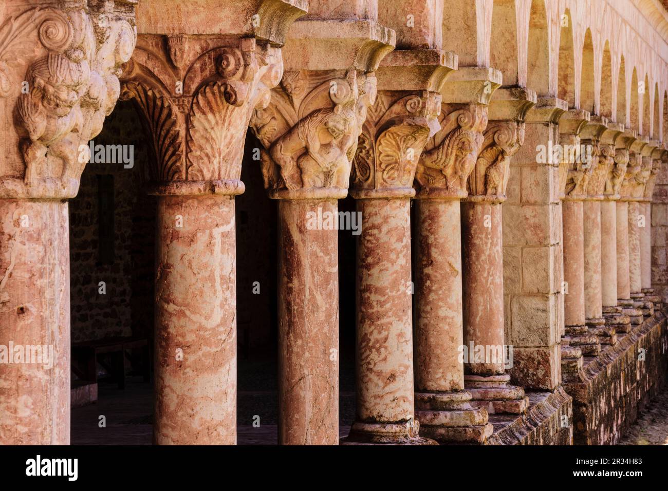capitals, 12th century cloister, Benedictine monastery of Sant Miquel de Cuixa, year 879 ...
