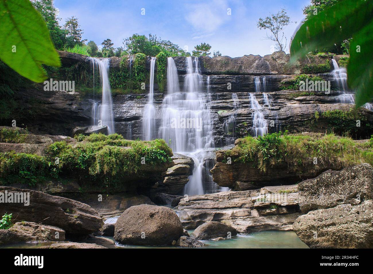 Beautiful view of waterfall in forest, Muara Gintung Waterfall ...