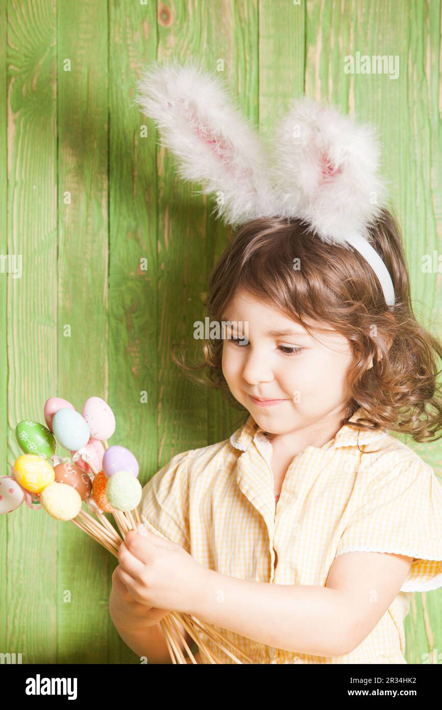 Girl with bunny ears Stock Photo - Alamy