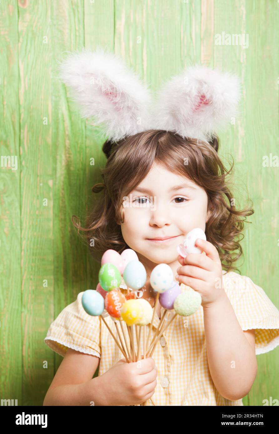 Girl with bunny ears Stock Photo - Alamy