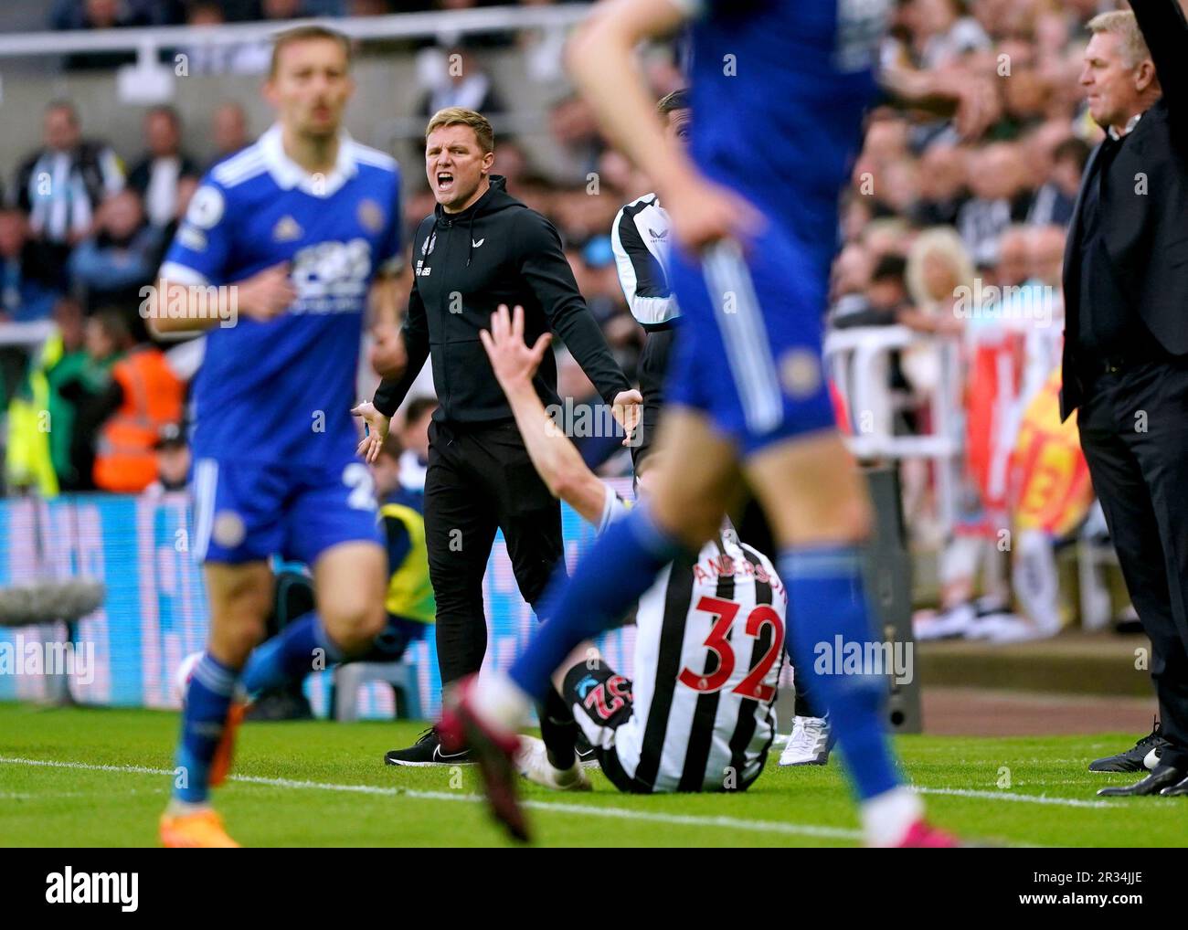 Newcastle United manager Eddie Howe shouts from the touchline during ...