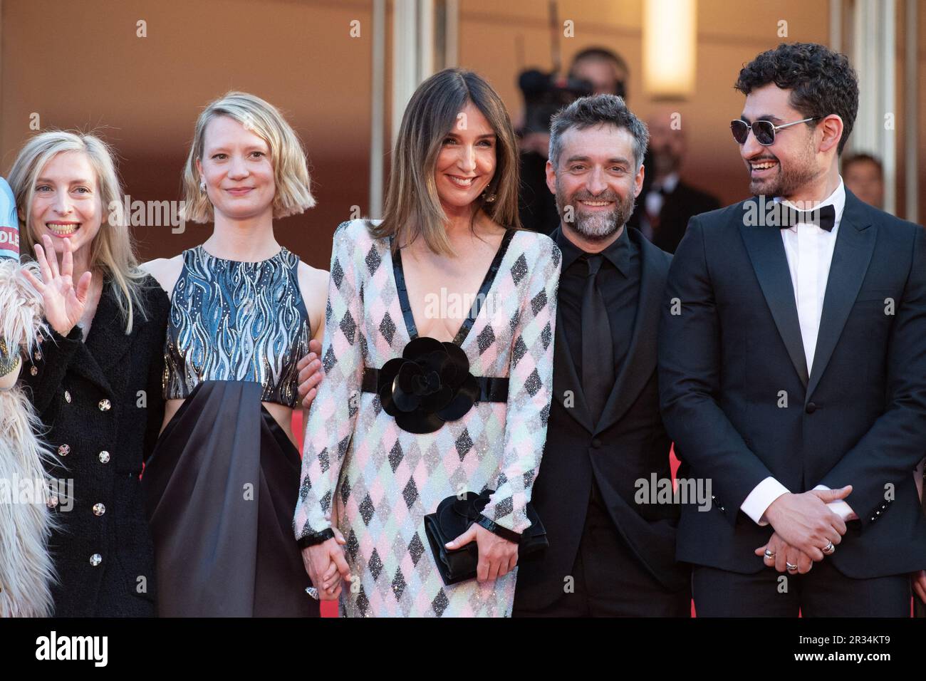 Cannes, France. 22nd May, 2023. Amir El-Masry, Florence Baker, Jessica Hausner, Elsa Zylberstein ...