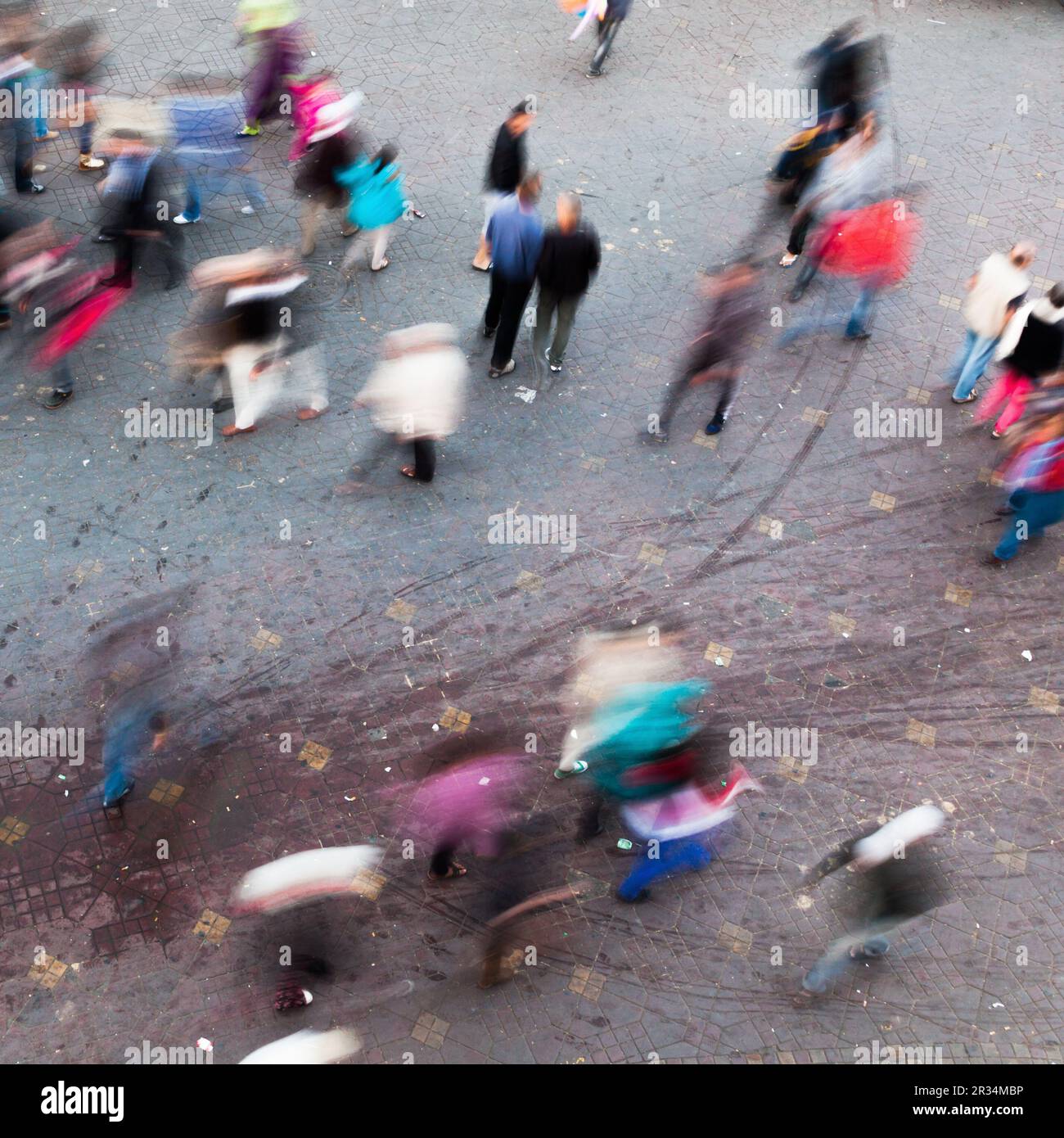 Crowd of people on the way in a square, from above Stock Photo - Alamy