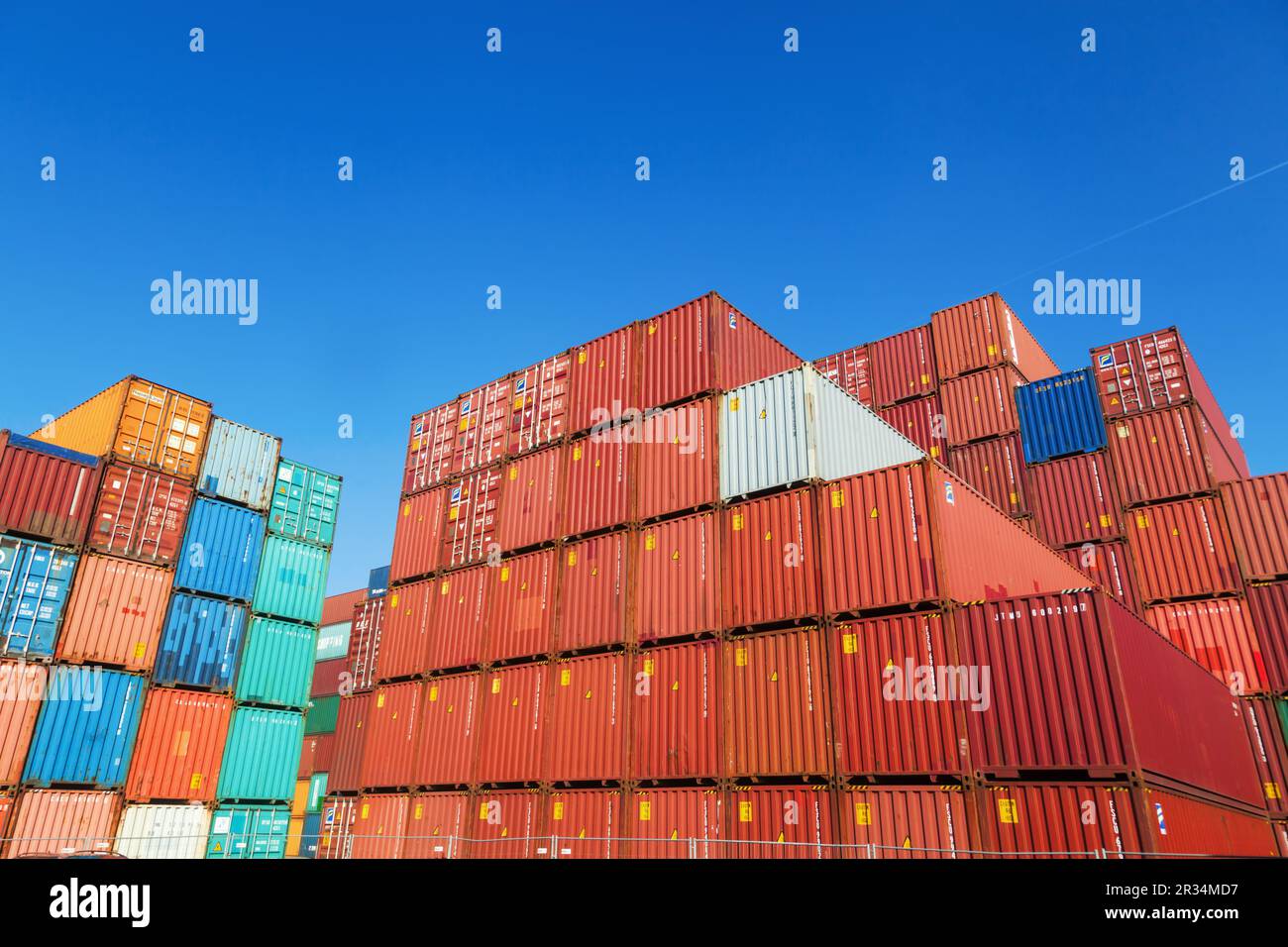 Stack with containers in a container port Stock Photo - Alamy