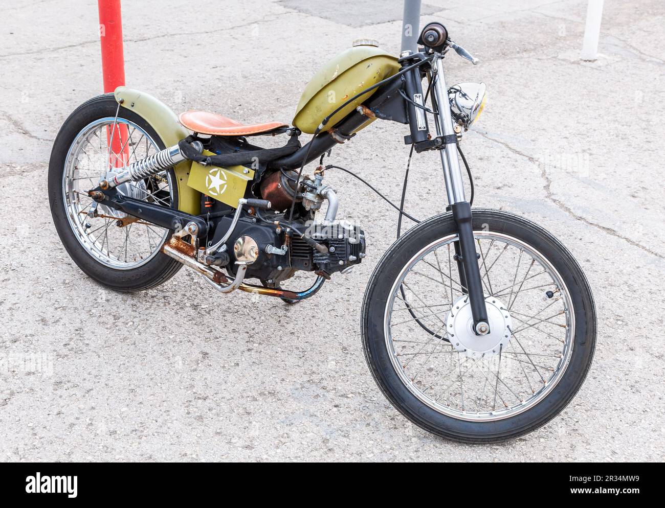 Samara, Russia - May 14, 2023: Customized homemade motorcycle at a ...