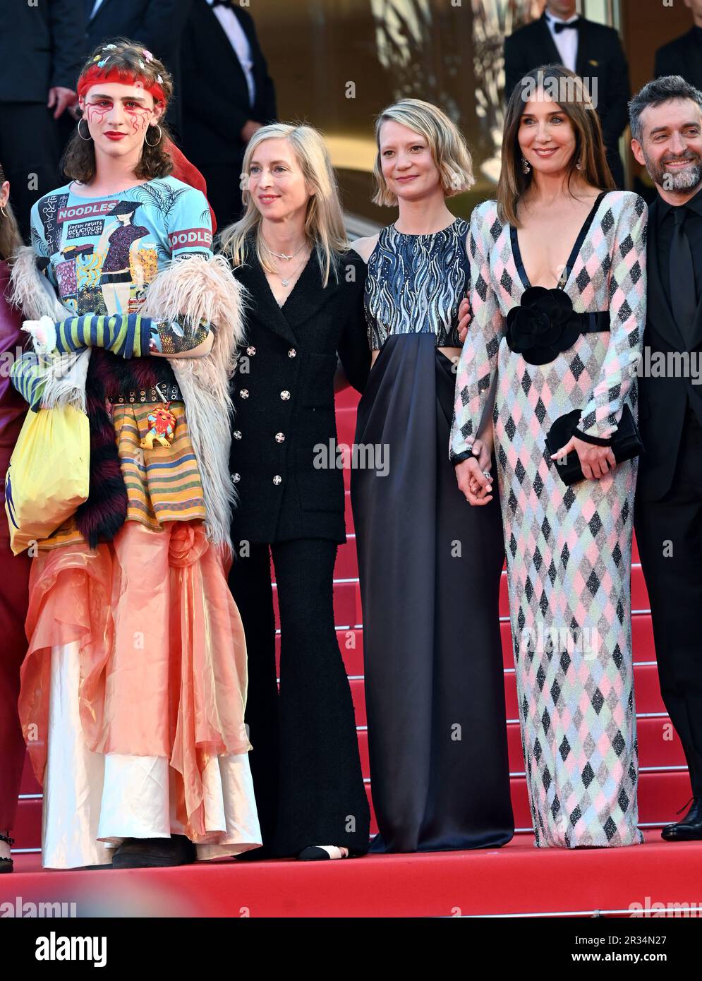 Cannes, France. 22nd May, 2023. CANNES, FRANCE. May 22, 2023: Luke Barker, Jessica Hausner, Mia ...