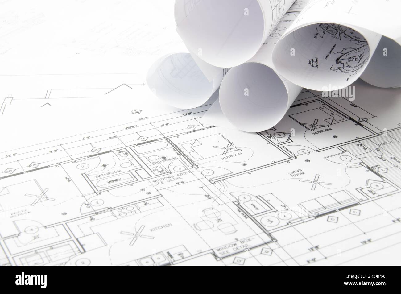 Construction planning drawings Stock Photo - Alamy