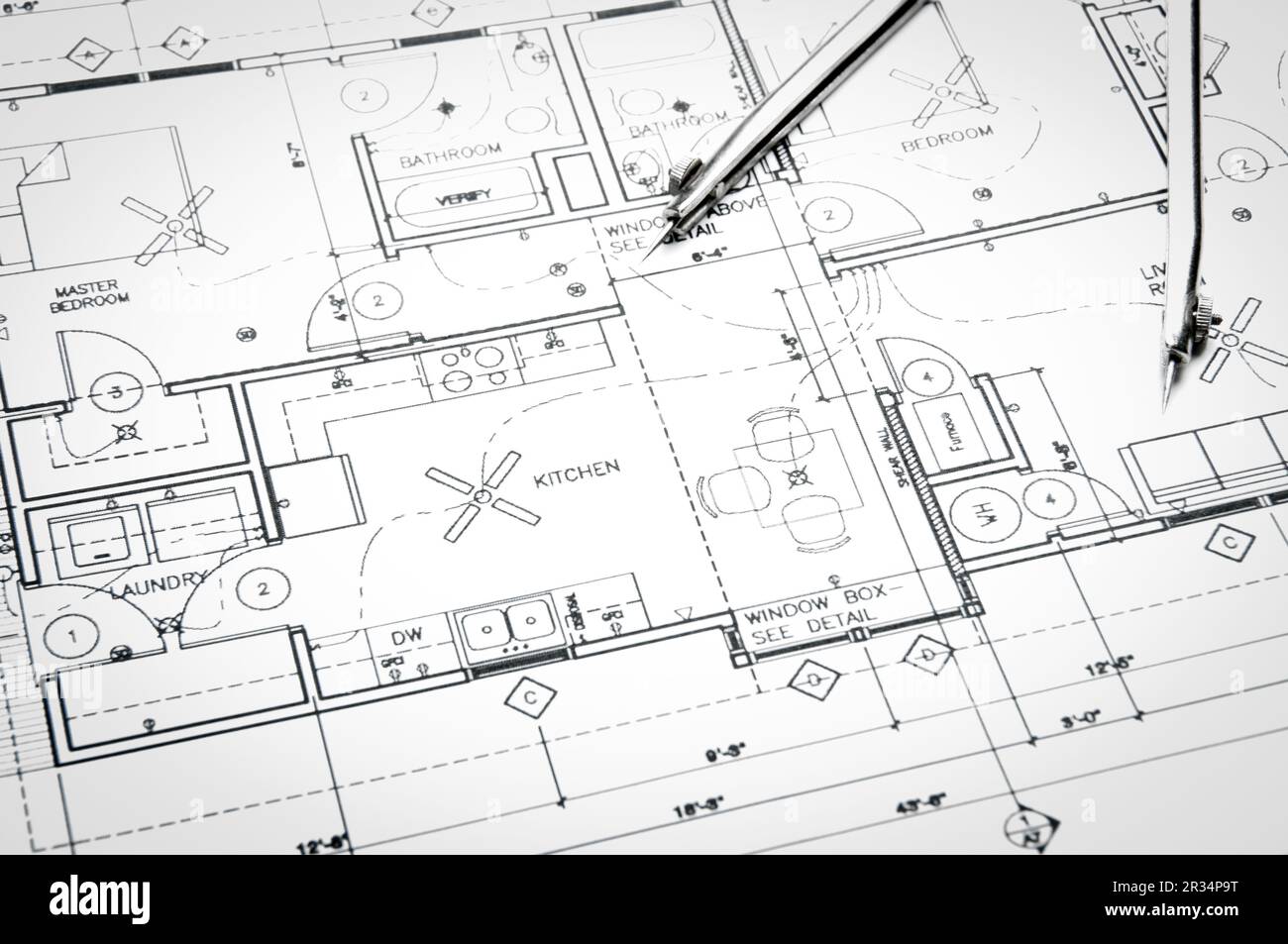 Construction planning drawings Stock Photo - Alamy
