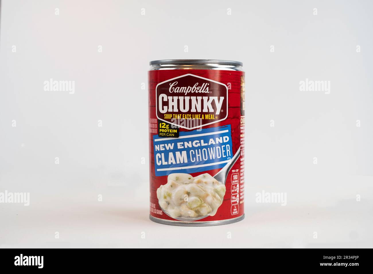 Can of Campbell's New England Clam Chowder isolated on white. USA Stock ...