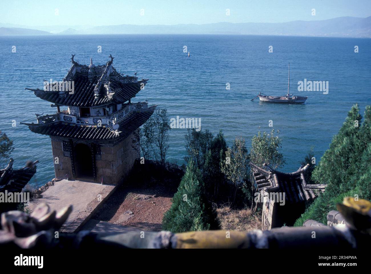 a small themple with Landscape at the Town of Dali on the Er Hai Lake ...