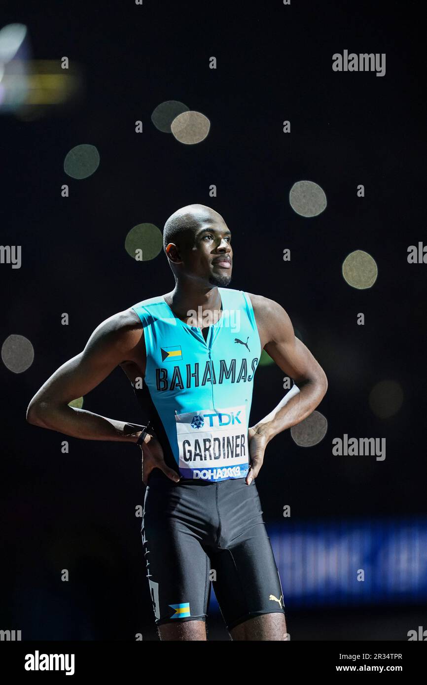 Steven Gardiner running the 400m at the 2019 World Athletics ...