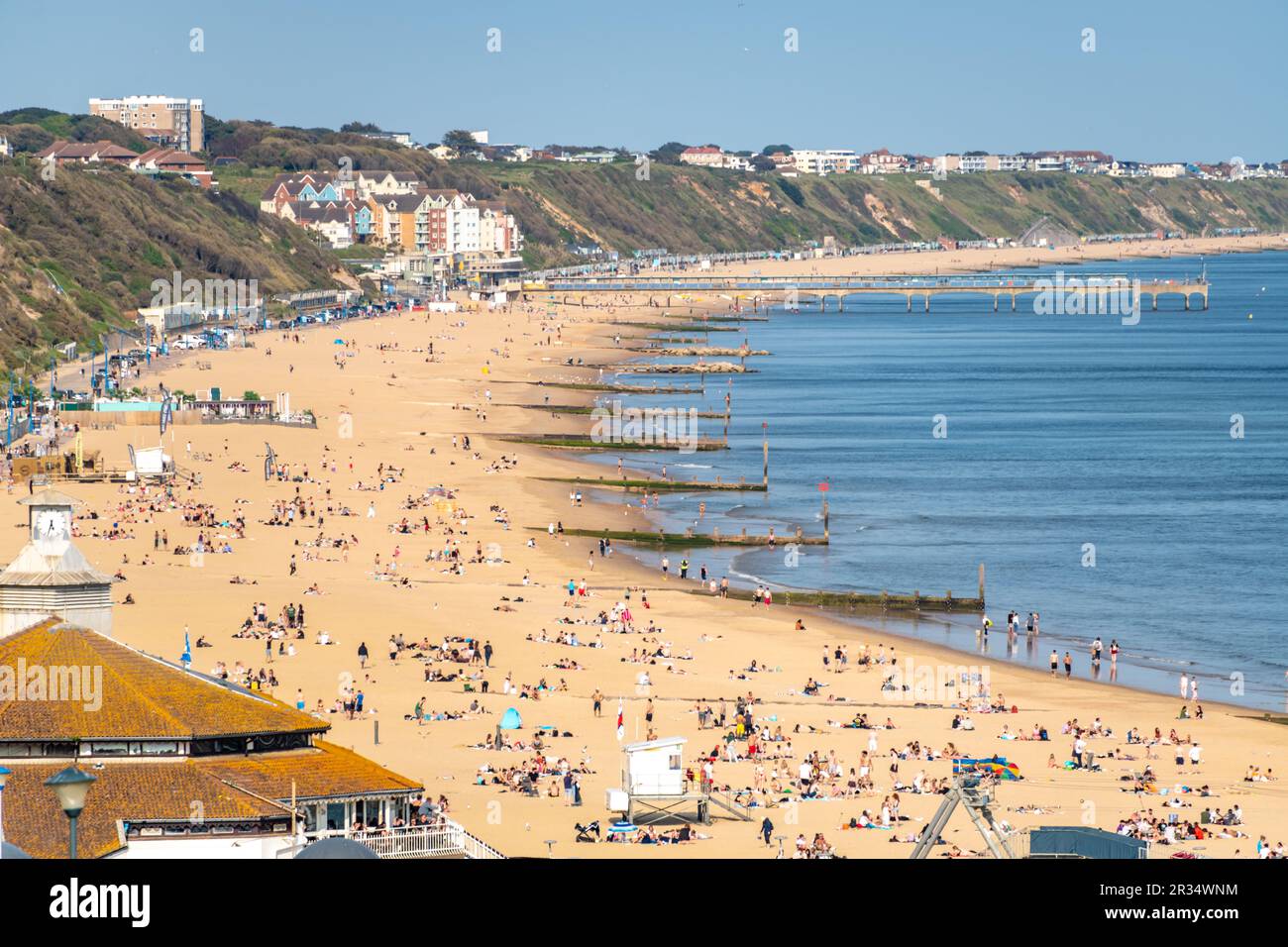 Bournemouth, UK. Monday 22 May 2023. Crowds on Bournemouth Beach on a ...