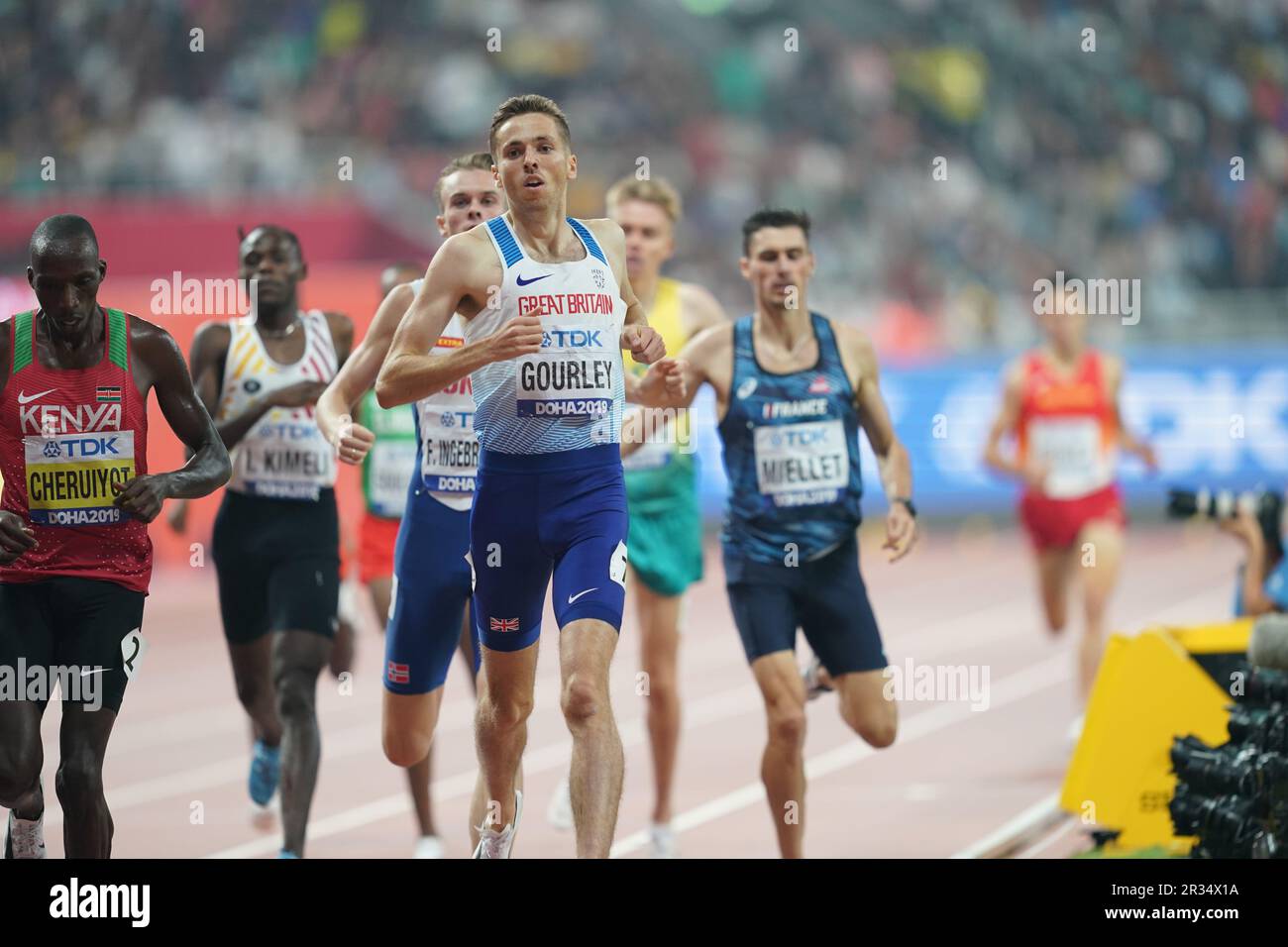 Neil Gourley running the 1500m at the 2019 World Athletics ...