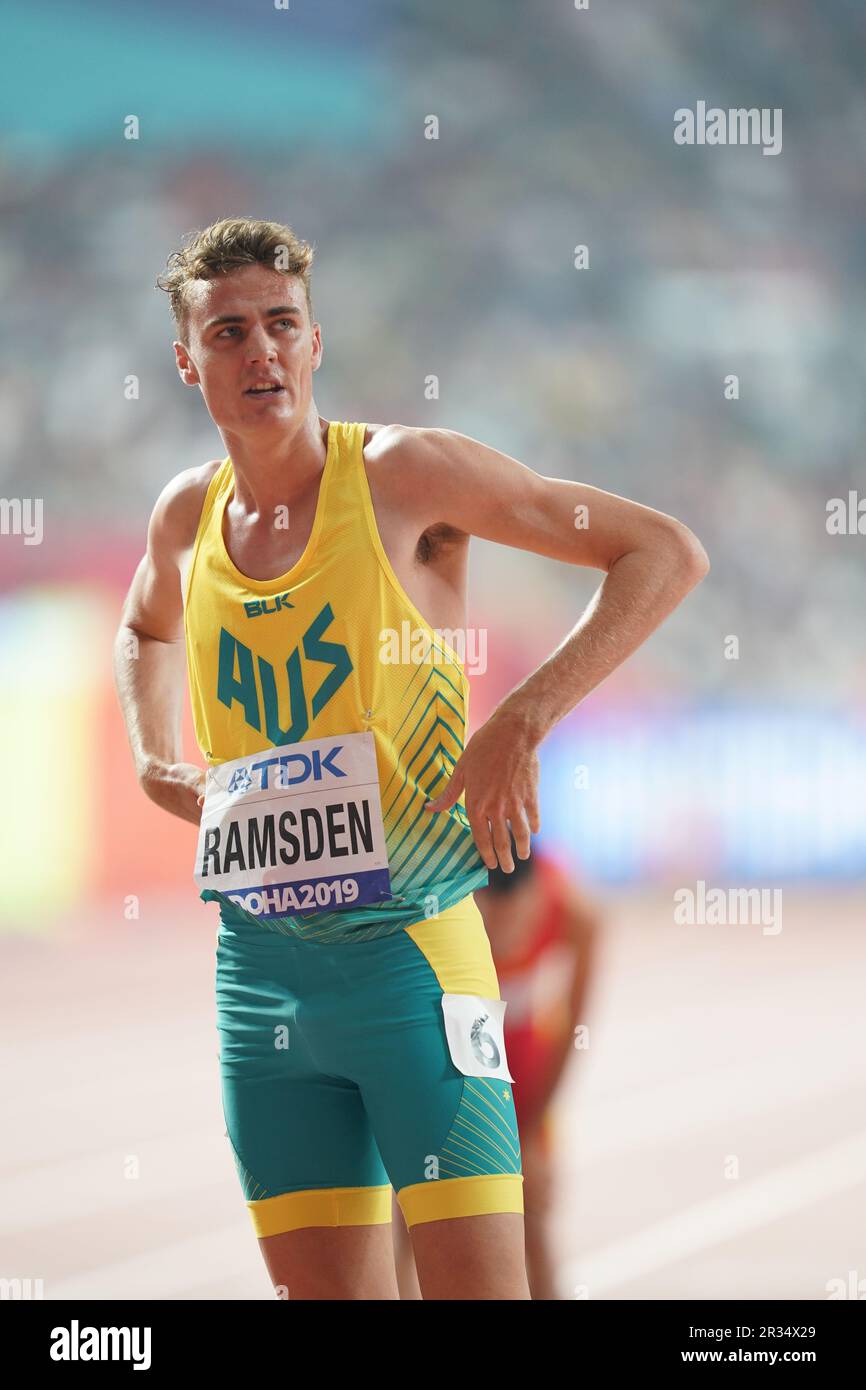 Matthew Ramsden running the 1500m at the 2019 World Athletics ...