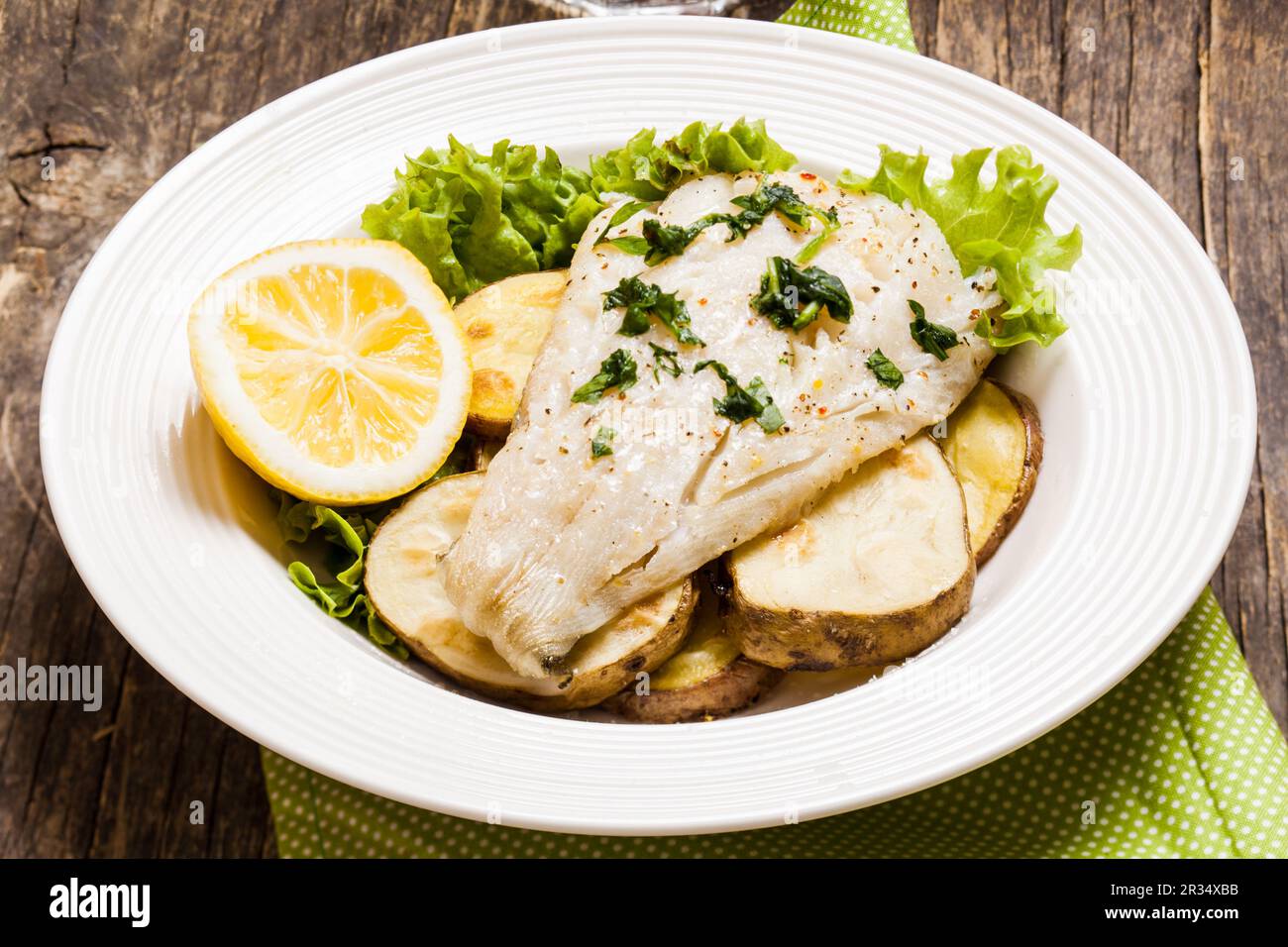 Baked cod fillet Stock Photo - Alamy