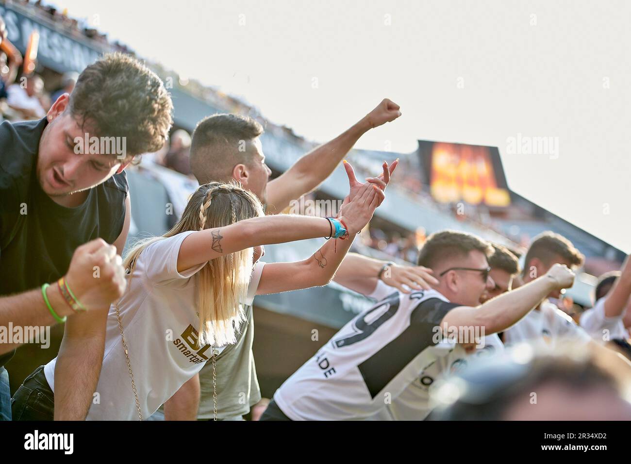 Fans seen in action during the La Liga Santander Regular Season Round ...