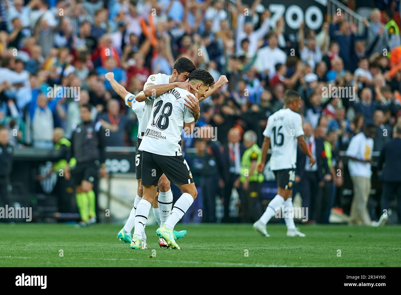 Finish match and celebration Valencia CF. seen in action during the La ...