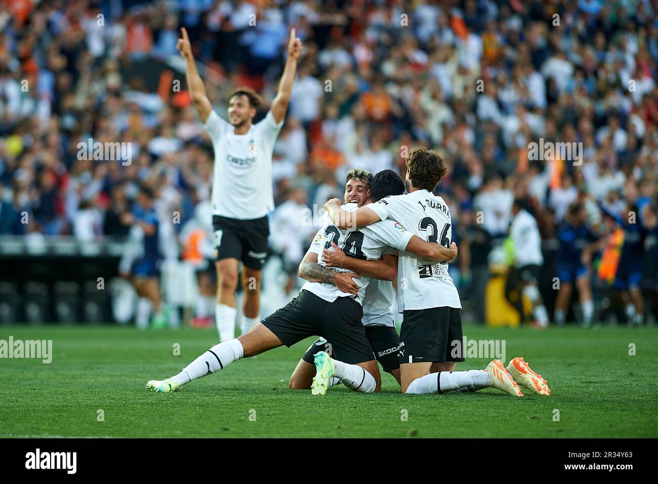 Finish match and celebration Valencia CF. seen in action during the La ...