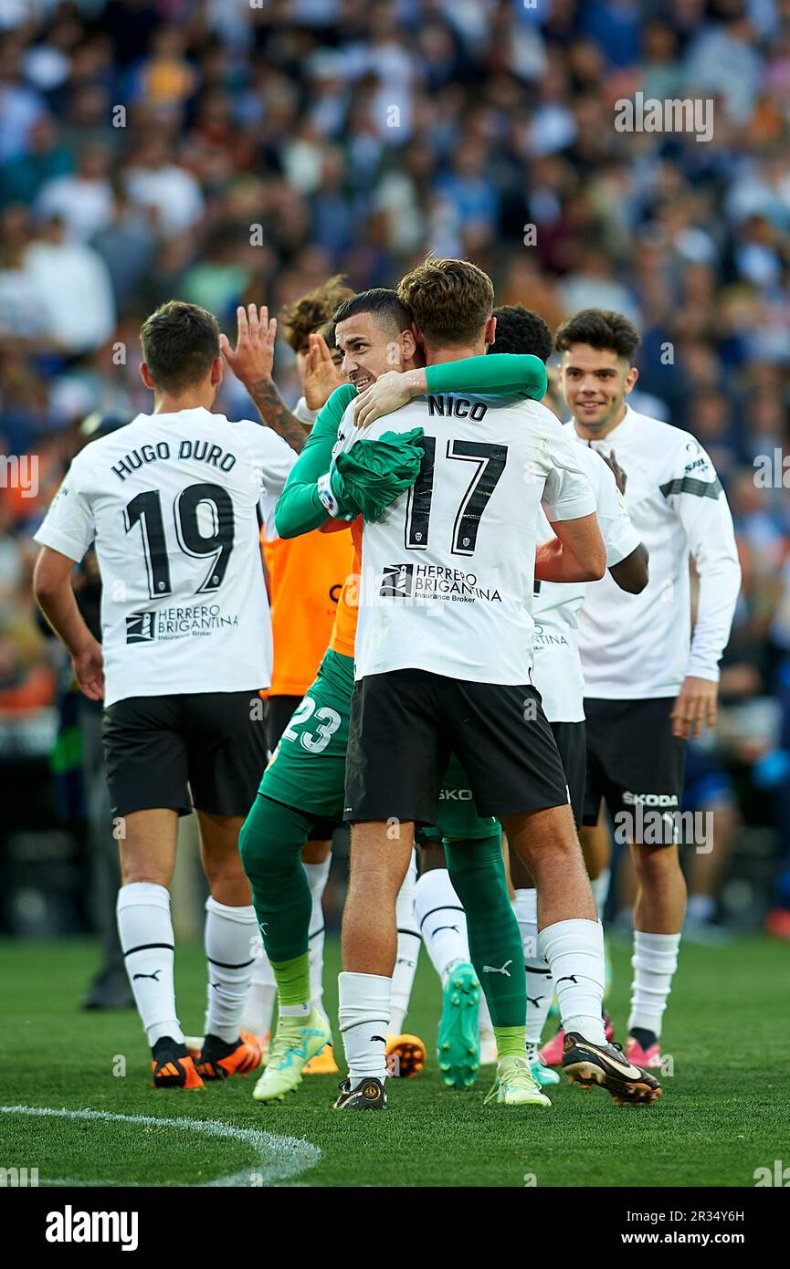 Finish match and celebration Valencia CF. seen in action during the La ...