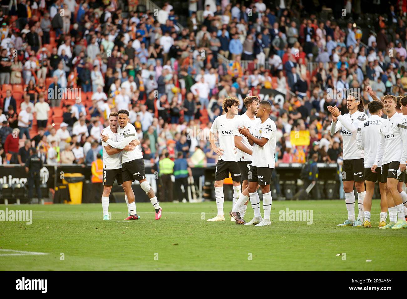 Finish match and celebration Valencia CF. seen in action during the La ...