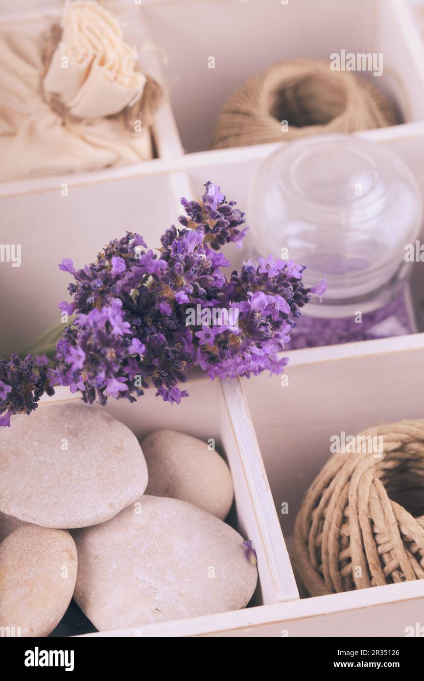 Spa with lavender Stock Photo - Alamy