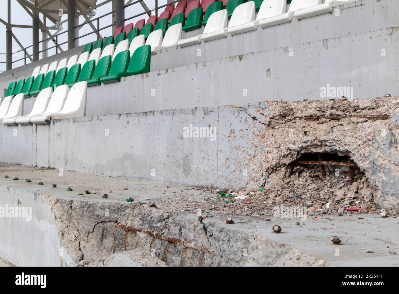 War in Ukraine. Exploded football stadium as a result of rocket attack ...