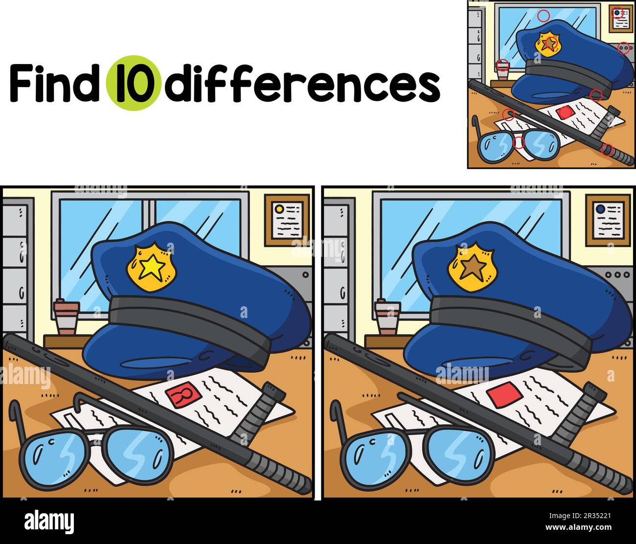 Police Hat And Baton Find The Differences Stock Vector Image & Art - Alamy