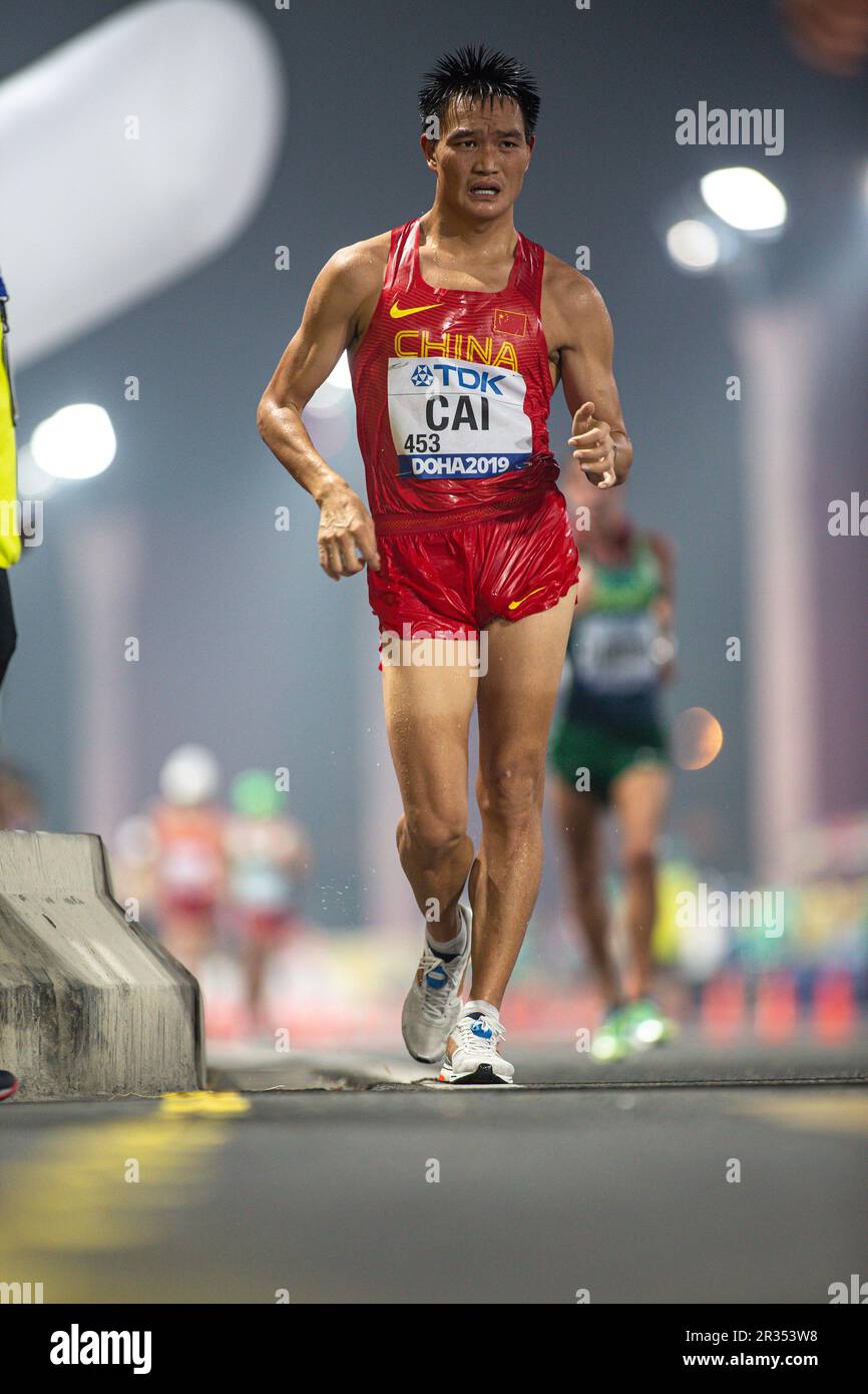 Zelin CAI running the 20 Kilometres Race Walk at the 2019 World ...
