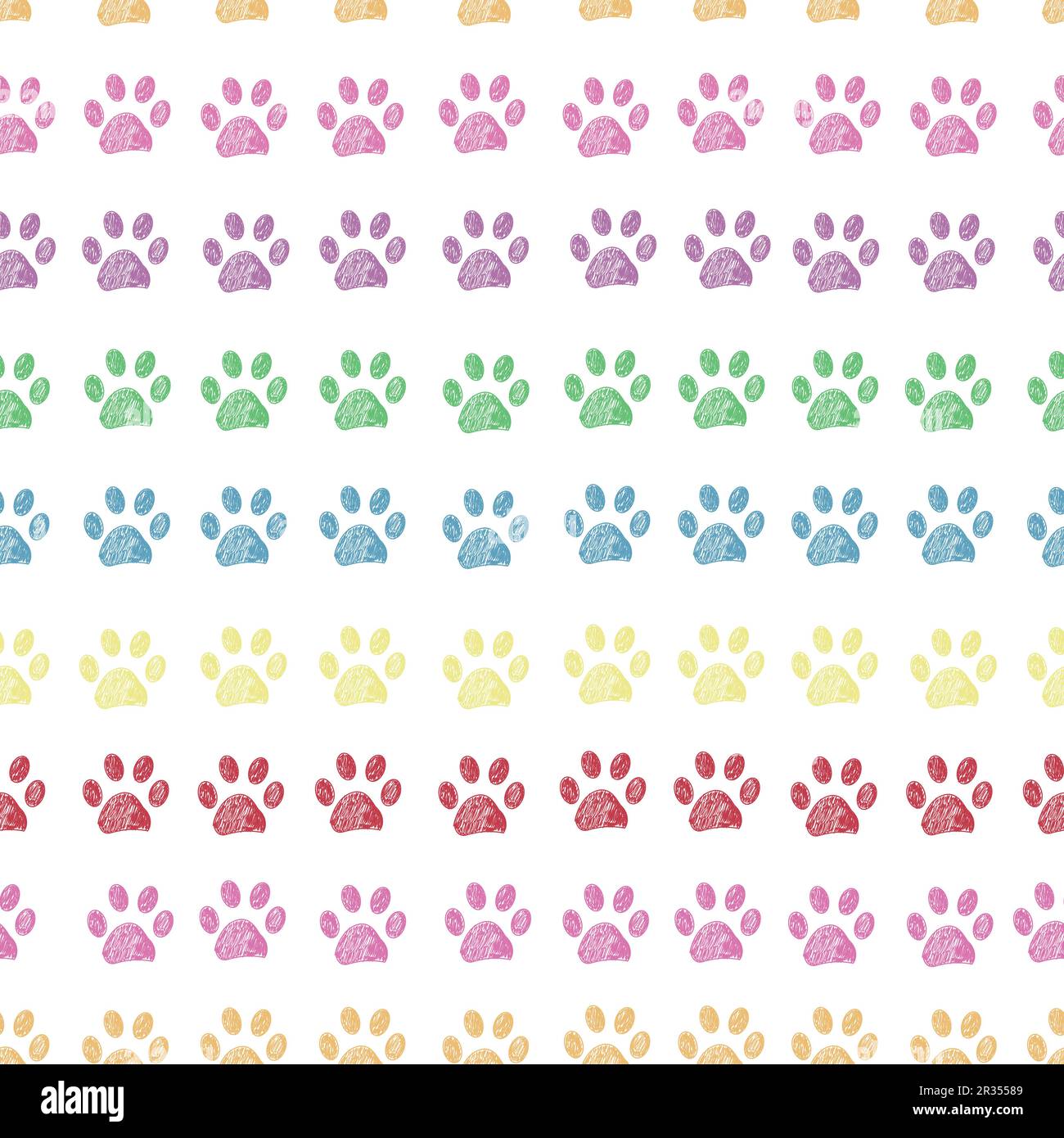 Rainbow colors seamless horizontal paw prints seamless pattern Stock ...