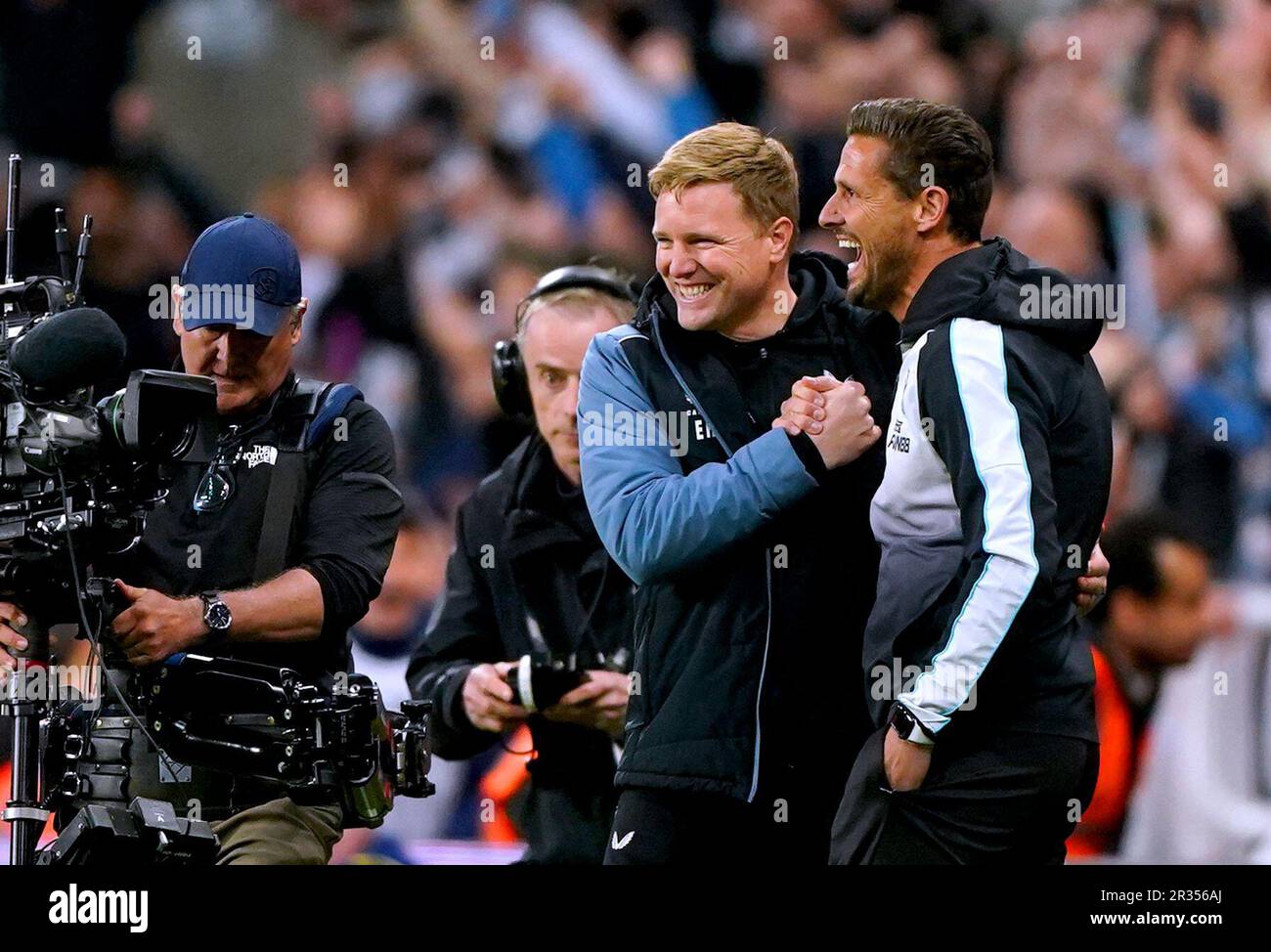 Newcastle United manager Eddie Howe and assistant manager Jason Tindall ...