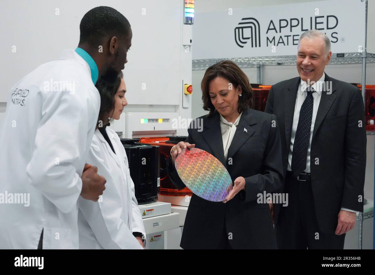 Vice President Kamala Harris tours a site where Applied Materials plans ...