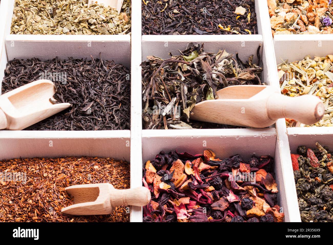 Various of tea in a box Stock Photo - Alamy