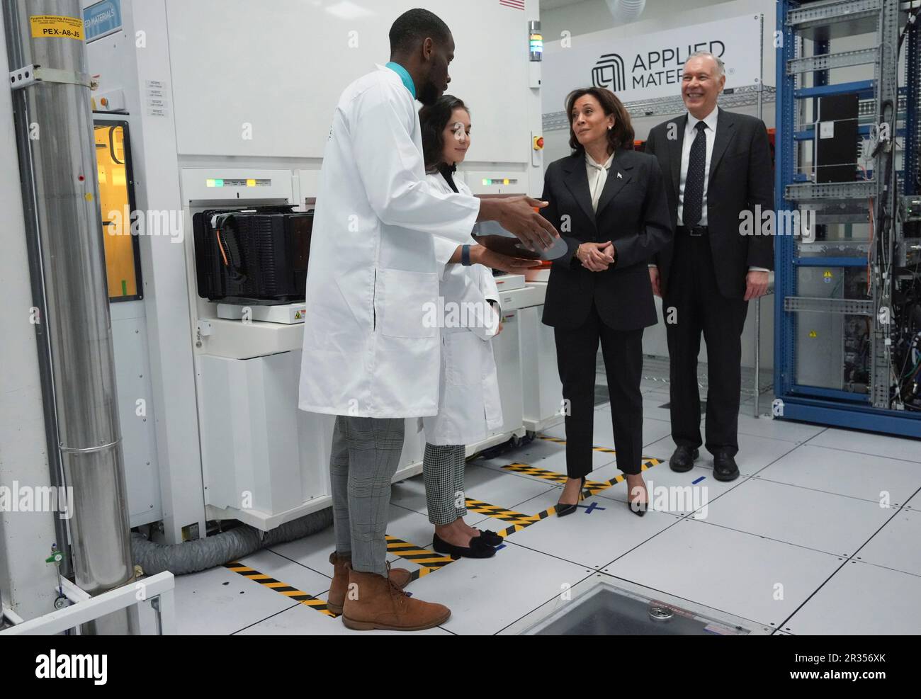 Vice President Kamala Harris, second from right, talks with Applied ...