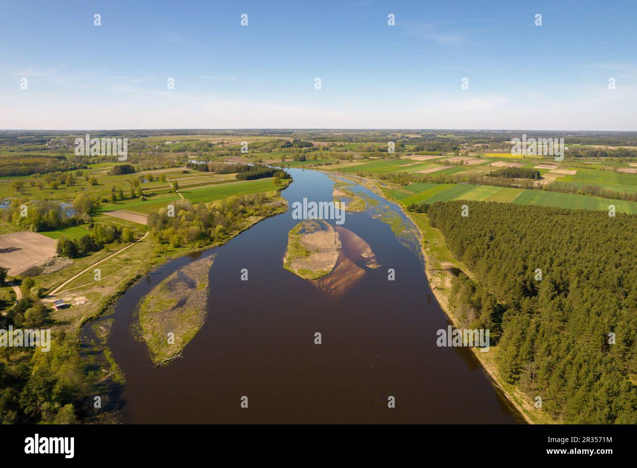 The Bug River in Drochiczyn. View of the escarpment with the city ...