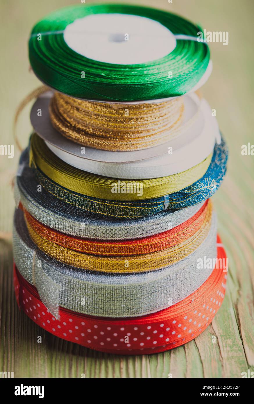 Colorful ribbon rolls Stock Photo - Alamy