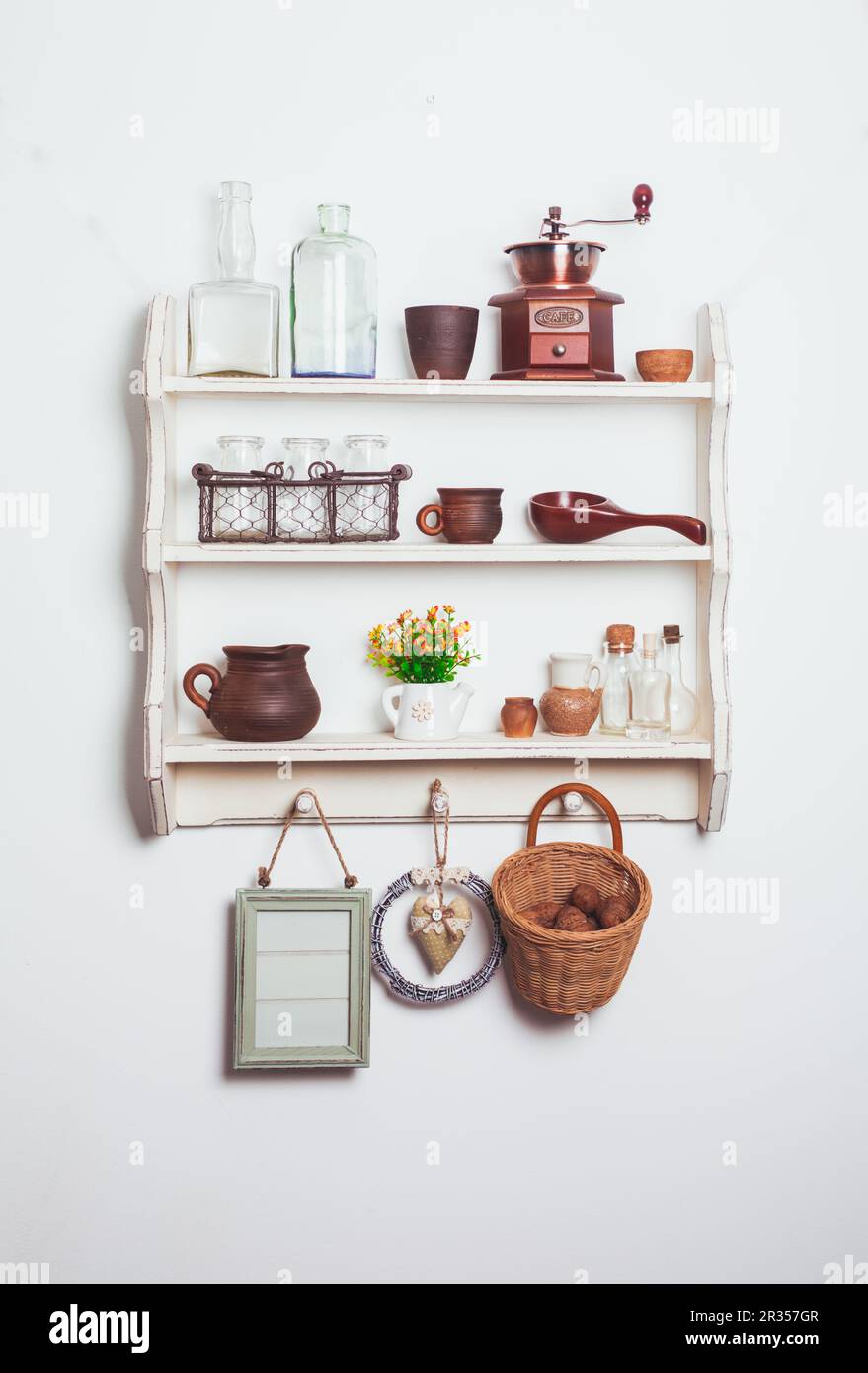 Rustic wood shelves hi-res stock photography and images - Alamy