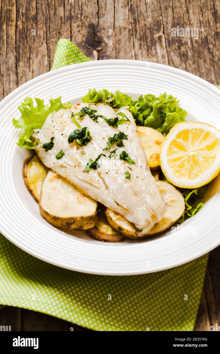Baked cod fillet Stock Photo - Alamy
