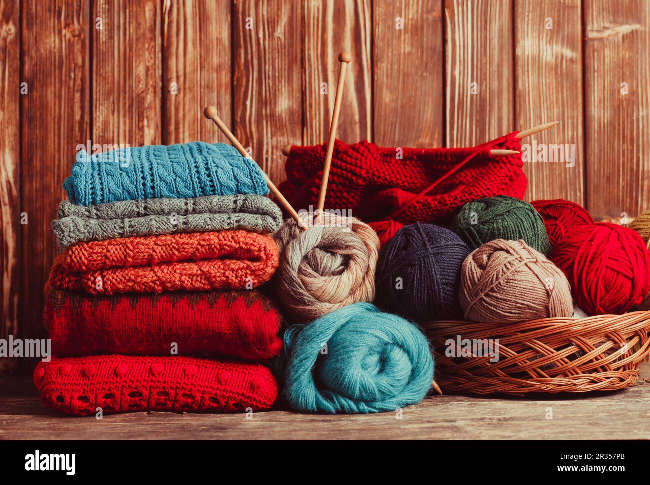 Color knitted clothes Stock Photo - Alamy