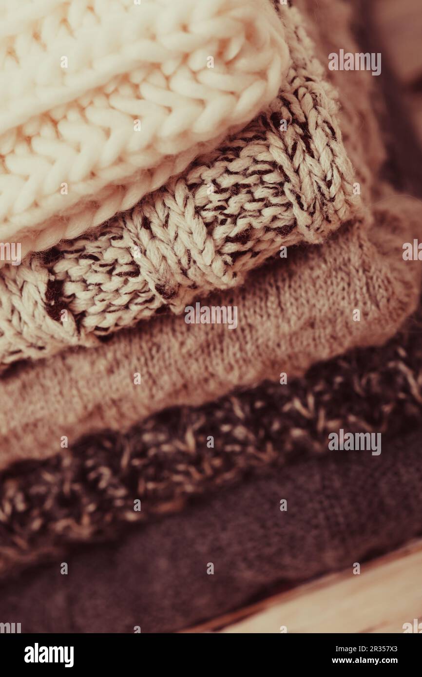 Collection of woolen clothes Stock Photo - Alamy