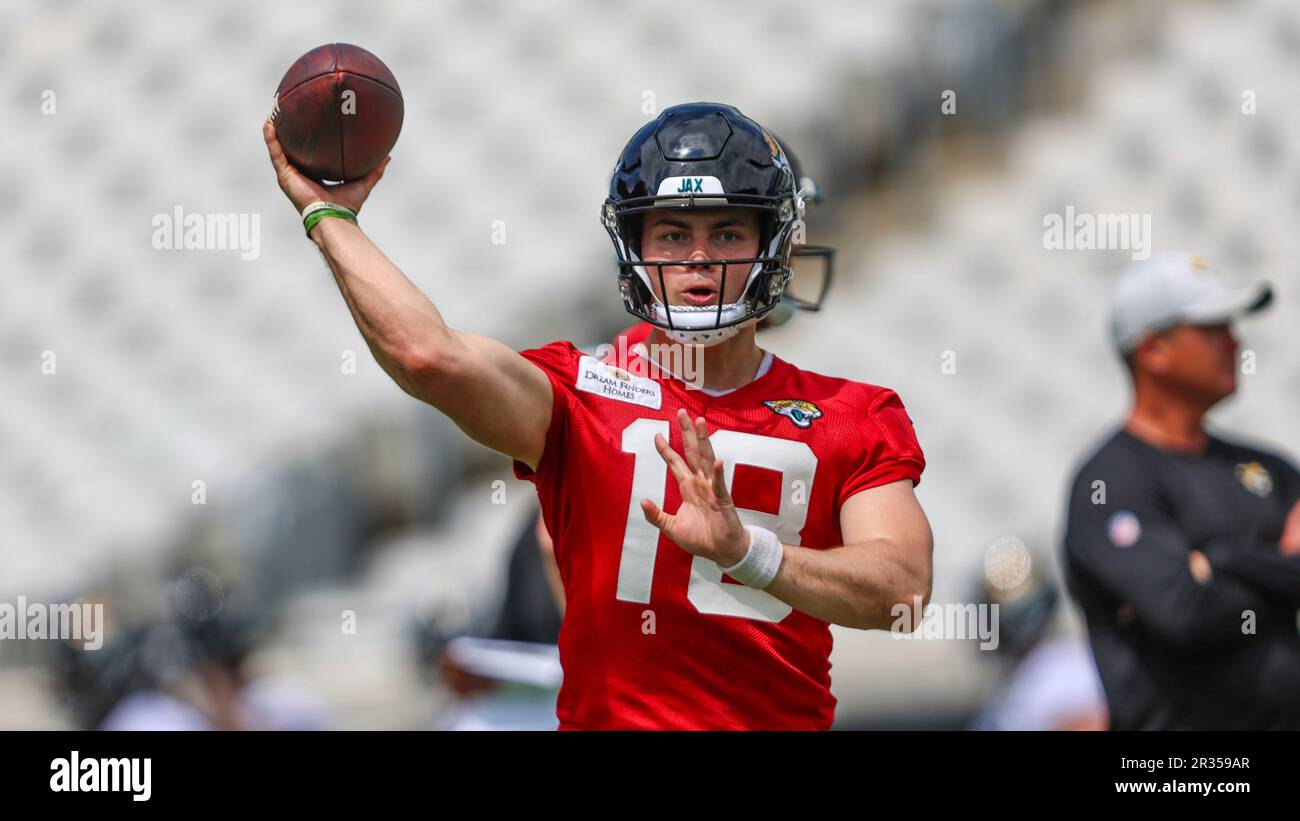 Jacksonville Jaguars quarterback Nathan Rourke (18) practices during ...