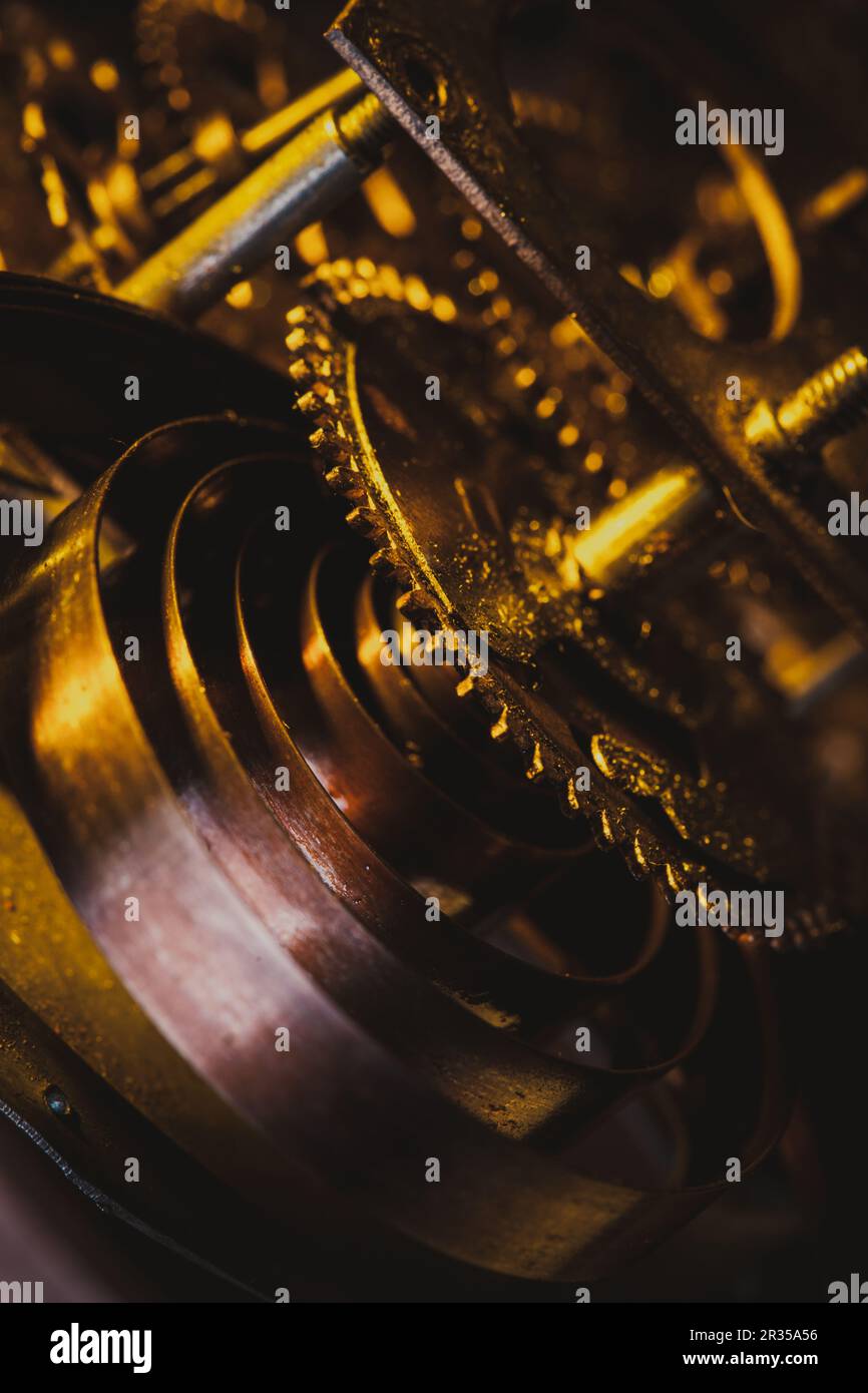 Vintage clock mechanism Stock Photo - Alamy